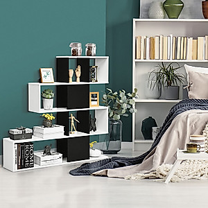 Tangkula 8 Cubes Bookshelf, Modern Ladder Corner Bookcase, 8-Cube Open Stepped Storage Bookcase, 5-Tier Display Shelf for Home Office, 47 x 8 x 43 Inch, Living Room Divider Bookcase