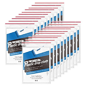 20 Pack Plastic Drop Cloth Sheets for Painting, 9x12 Feet Dust-Proof Clear Plastic Cloth for Furniture Cover