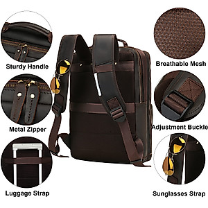 UBANT Leather Backpack For Men,17.3" Laptop Backpack Large Capacity Multi Pockets Casual Travel Business Office Work Bag School Camping Weekend Daypack Outdoor Sports Rucksack