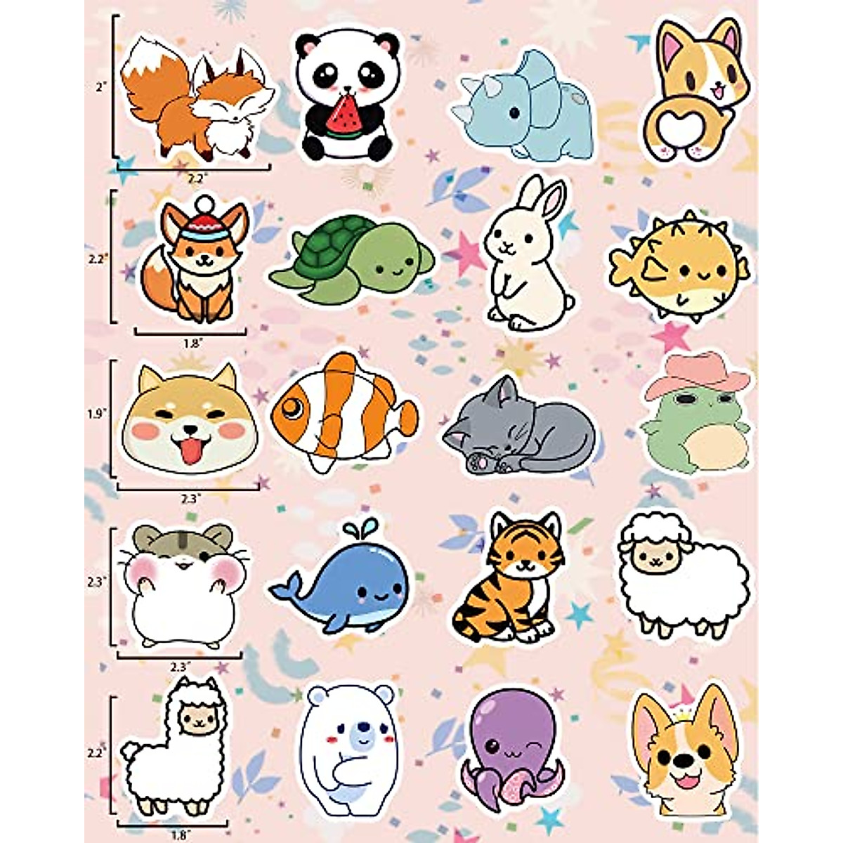 swanticker 100 Pieces of Cute Animal Stickers for Kids. Waterproof Vinyl Sticker - Aesthetic Sticker Bag for laptops, Water Bottles, Skateboards, Mobile Phones, Guitars, Teenagers, Boys and Girls
