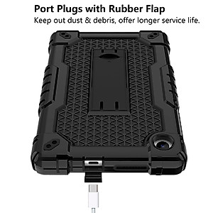 Doemoil for TCL TAB 8 WiFi 9132X/for TCL TAB 8 LE 9137W Tablet Case Soft Silicone Rubber Had Back Shell Kids Friendly Built in Stand Shoulder Strap for TCL TAB 8 WiFi/TCL TAB 8 LE (Black+Black)