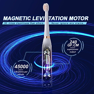 XDVSDFX Electric Toothbrush, Sonic Toothbrush Can be Used by Adults and Children, with 7 Bursh Heads, 6 Super Clean Modes, White IPX7 Waterproof and Rechargeable Electric Toothbrush