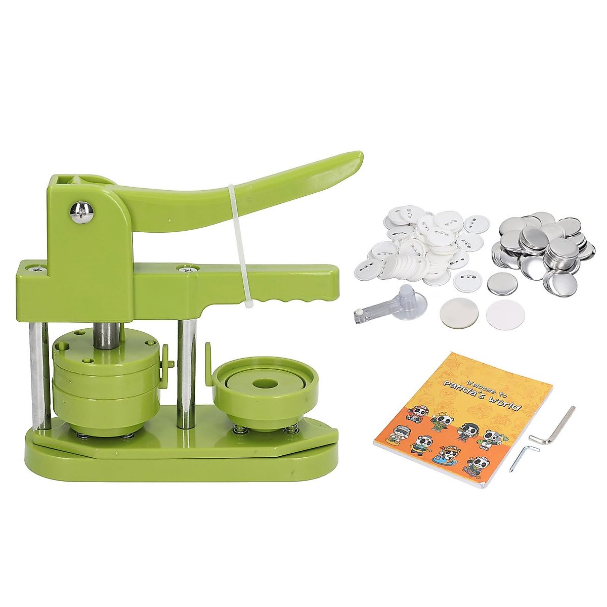 Button Making Press Machine, Button Press Maker Ergonomic Handle Various Patterns 100 Sets DIY Badges Complete Accessories for Friends (58mm)