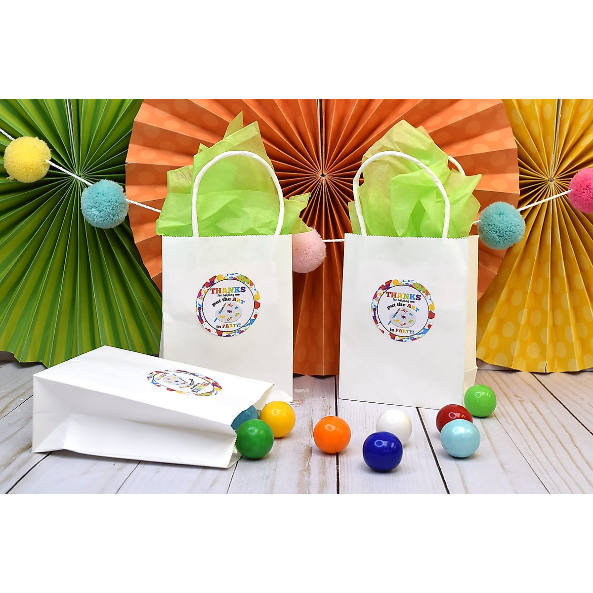 Art & Painting Party Thank You Sticker Labels, 40 2" Party Circle Stickers by AmandaCreation, Great for Party Favors, Envelope Seals & Goodie Bags