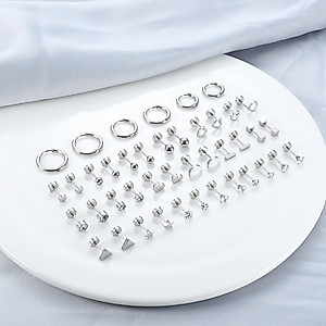 LOLIAS Small Flat Back Earrings Hypoallergenic Surgical Steel Earrings 14K Gold Plated Stainless Steel Stud Earrings for Women Men Tiny Stud Hoop Cartilage Earring