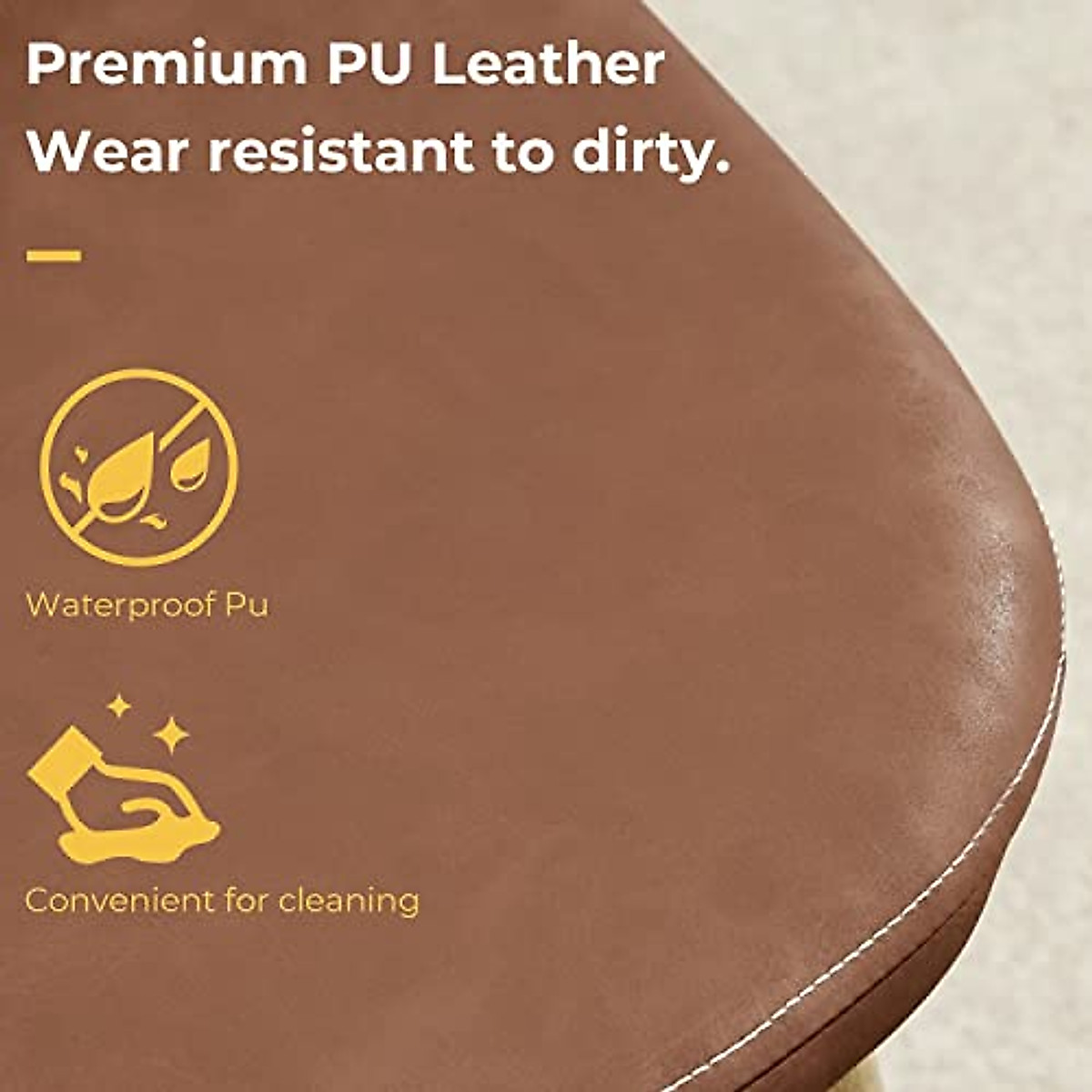 GreenForest Dining Chairs Set of 4, Washable PU Fuax Leather Dining Side Chair Mid Century Modern Dining Room Chairs Comfortable Upolstered Cushion Seat with Metal Legs for Home Kitchen, Camel Brown