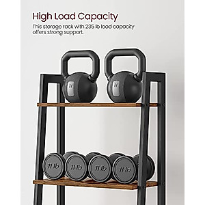 VASAGLE ALINRU 5-Tier Bookshelf, Industrial Bookcase and Storage Rack, Wood Look Accent Furniture with Metal Frame, 22.1 x 13.3 x 67.7 Inches, Rustic Brown