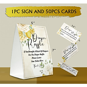Diaper Raffle Sign,Diaper Raffle Baby Shower Game Kit (1 Standing Sign + 50 Guessing Cards),Baby Showers Decorations,Card for Baby Shower Game to Bring a Pack of Diapers-XN15