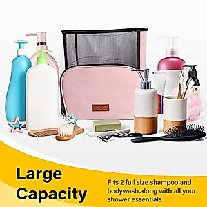 Shower Bag with Phone Pocket Holder, Extra Large Portable Hanging Mesh Shower Bathroom Tote Caddy for College Dorm, Travel, Gym, Camping, Quick Dry Shower Carrier for Women Men