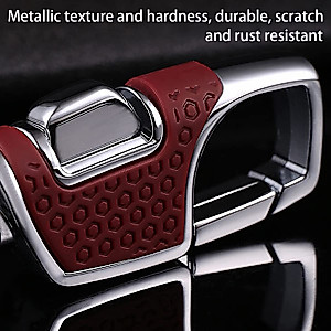 Car Key Chain, Heavy Duty Stainless Steel Keys Holder with D Ring, One Click Release Keychain Organizer for Men Women (Brown/Red)