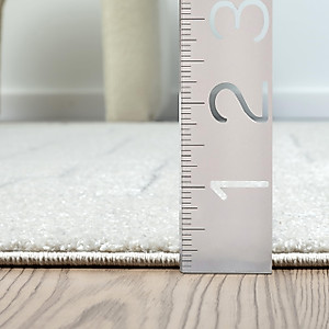 Abani Cozy Cream Area Rug for Living Room, Bedroom - Grey Linear Lines Pattern - 4' x 6' - Durable & Easy to Clean