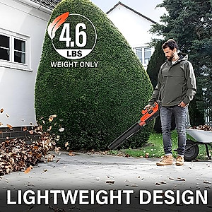 MAXLANDER Cordless Leaf Blower, 20V 350CFM Battery Powered Leaf Blowers for Lawn Care, Electric Lightweight Leaf Blower with 2-Speed Dial for Leaf/Snow/Dust Blowing (4.0Ah Battery & Charger Included)