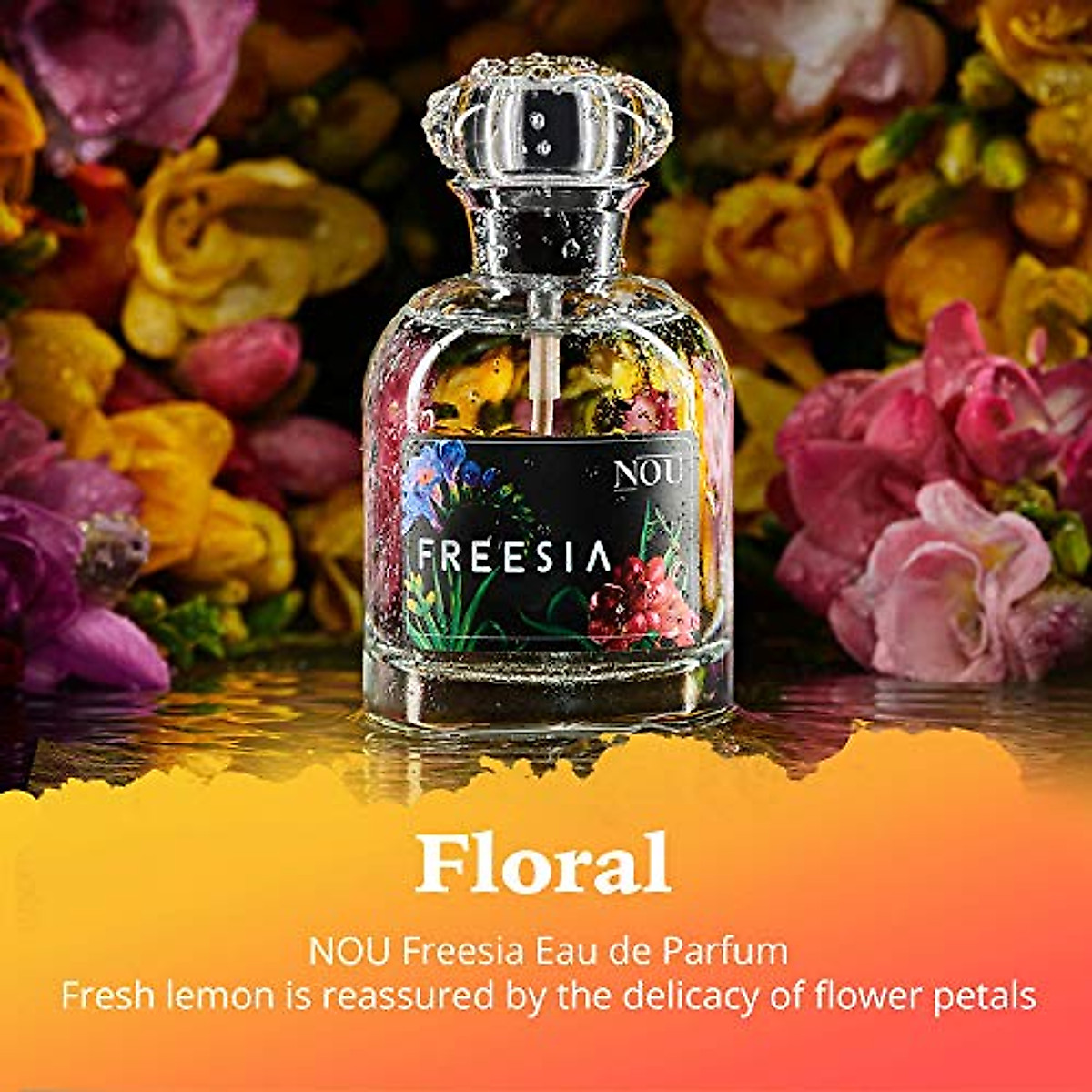NOU Freesia Perfume – Floral Perfume with Sweet Citrus and Smoky Notes – Natural Perfume for Women with Essential Oils – Fresh Smelling Perfume Freesia Perfume for Women – 1.7 fl oz EDP