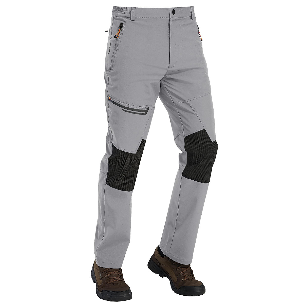 TACVASEN Fleece Lined Pants Men Insulated Ski Pants Water Resistant Snow Windproof Snowboard Trousers Hiking Winter Warm Outdoor Gray 38