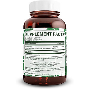 Natural Nutra Mega Magnesium 400mg Supplement - High Absorption Amino Acid Chelate, Better Vibes, Citrate, Malate Blend for Muscle Growth, Bone Strength, Heart Health, Nerve Support - 90 Capsules