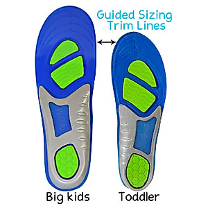 Children's Athletic Gel Insoles for Cushion and Comfort for Active Children ((24 CM) Kids Size 2-6)