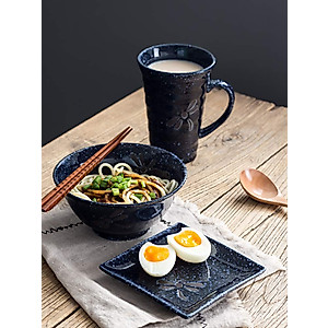 Colias Wing 14 OZ Dragonfly Pattern Design Ceramic Tea Cup Coffee Espresso Mug Travel Mug-Dark Blue