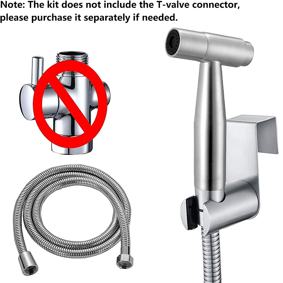 Stainless Steel Bidet Sprayer kit, Baby Cloth Diaper Sprayer with 59 inch Hose, Stainless Steel Hook, Easy Push Switch Button for a Refreshing Cleanse