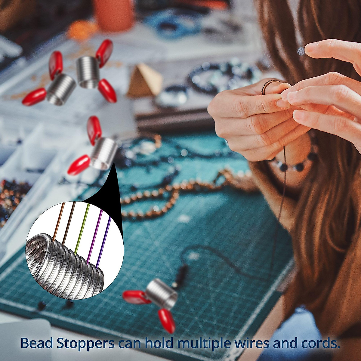 Soft Flex Bead Stoppers, Red, 4/Pkg