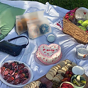 Reusable Freezer Bags, 4 Pack PEVA Material Reusable Storage Bags, Leak proof Reusable Bags Silicone, Plastic Free for Fruit, Marinate Meat, Cereal, Sandwich, Snack, Travel Items