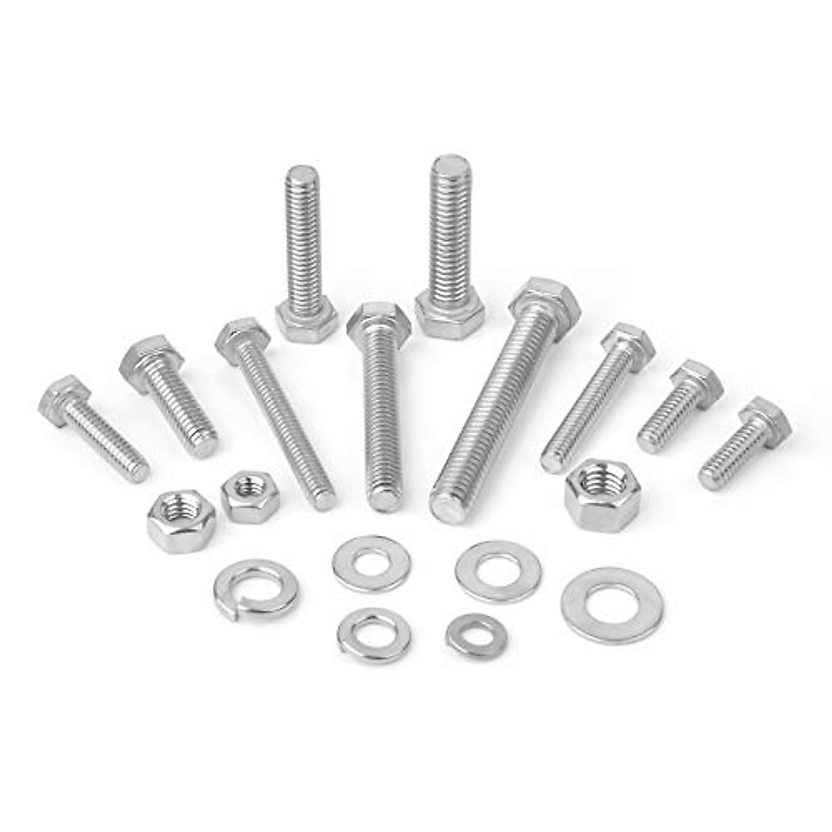 Hex Bolts Assortment Kit, VIGRUE 212PCS/53 Sets 1/4-20 5/16-18 3/8-16 Heavy Duty Bolts Screws Nuts Flat Spring Washers, Includes 10 Common SAE Sizes, 304 Stainless Steel