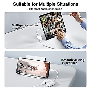 AMLLEN USB C to Ethernet Adapter,USB C to RJ45 Adapter,Thunderbolt to Ethernet Adapter with 60W Charger Port,10/100 Mbps Ethernet Speeds.Compatible for Android/iPad/MacBook and More.