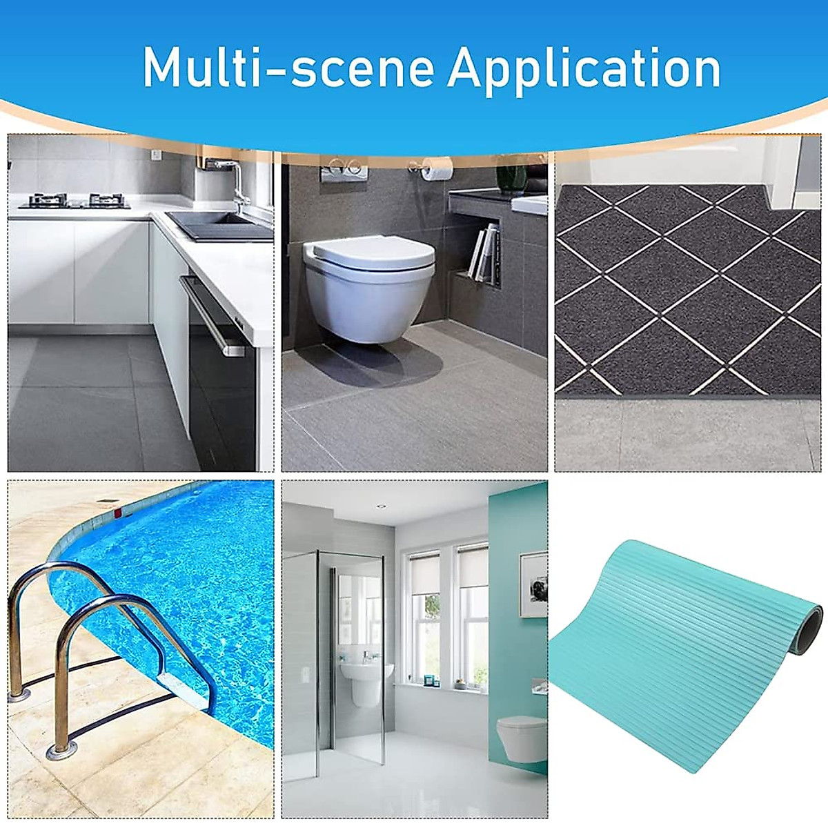 YUEWO 2 Rolls Swimming Pool Ladder Mat, Non-Slip Pool Step Mat, Protective Pool Ladder Pad Step Mat with Non-Slip Textur for Above Ground Swimming Pool Steps (Green, 9x36in)