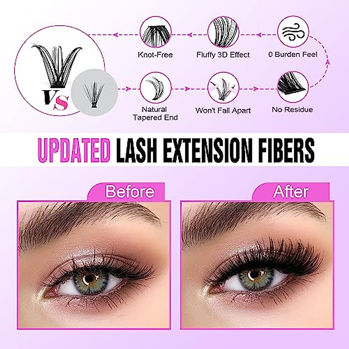 DIY Lash Extension Kit 280pcs Individual Lashes Cluster D Curl Eyelash Extension Kit 30D 40D 9-16mm Mix Lash Clusters with Lash Bond and Seal and Lash Applicator Tool for Self Application at Home (30D+40D-0.07D-9-16MIX KIT)