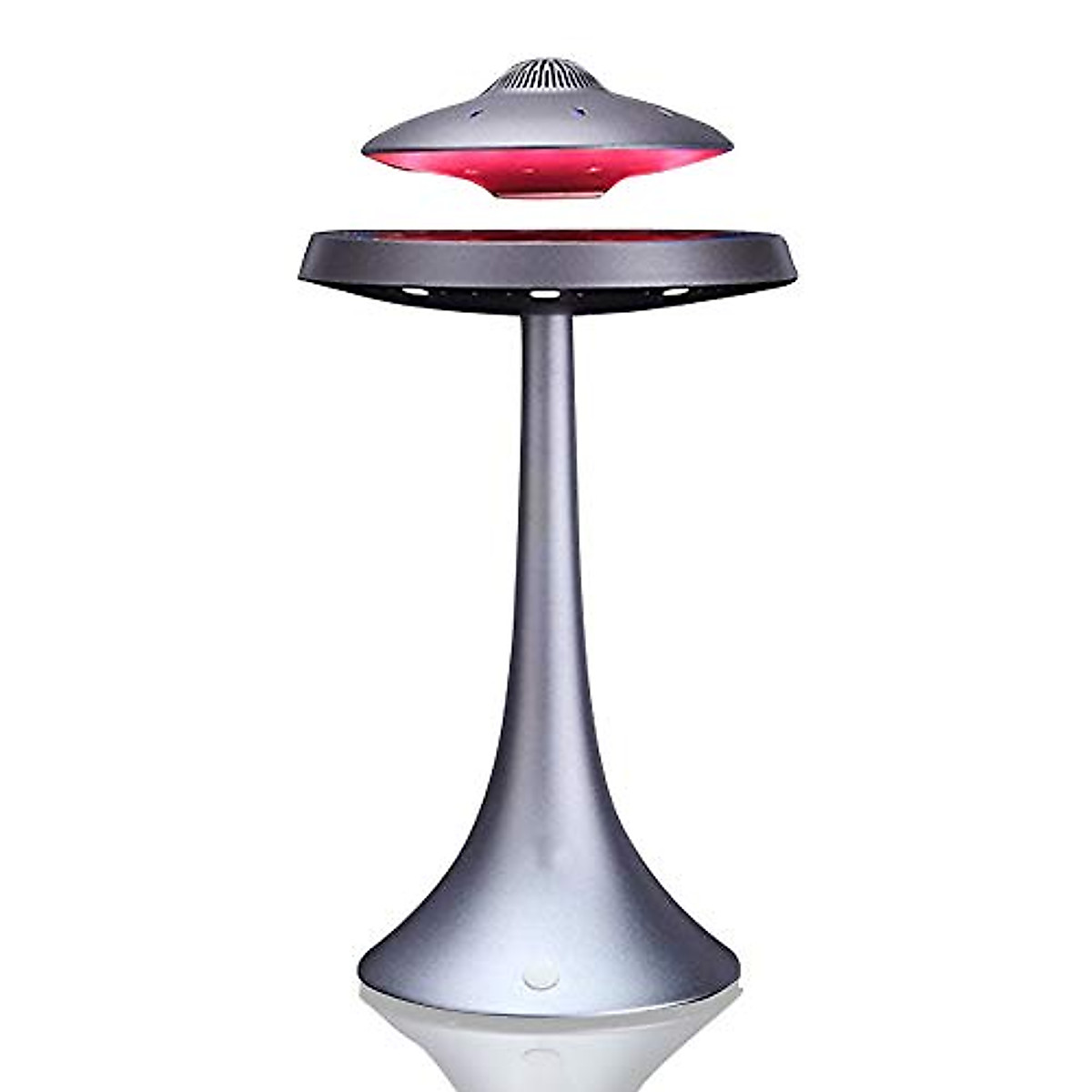Levitating Floating Speaker, Magnetic UFO Bluetooth Speaker V4.0 , LED Lamp Bluetooth Speaker with 5W Stereo Sound , Wireless Charge, 360 Degree Rotation , for Home /Office Decor ,Unique Gifts(Grey)
