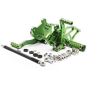 CNC Motorcycle Adjustable Rearsets Foot Pegs Rear Set Footpeg Shift Pedal Compatible with NINJA 300 250R 2013-2017 /Z300 2015-2018 /Z250 2013-2016 Green