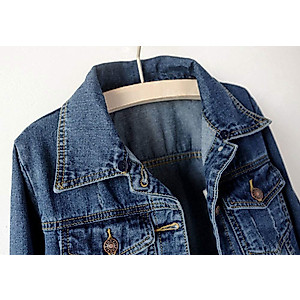 LifeShe Women's Casual Detachable Hoodie Denim Jacket