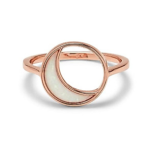 Pura Vida Ring Rose Gold Eclipse Handmade Ring - Stackable Ring with Resin Opal, Ring Jewelry with Brass Base - Rose Gold Rings for Women, Cute Rings for Teen Girls, Boho Jewelry for Women - Size 6