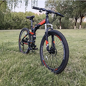 EUROBIKE Foldable Mountaine Bikes 27.5 Adult Men or Women 17 inch Frame (Orange)