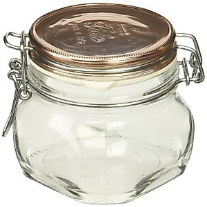 Bormioli Rocco Fido Storage Jar with Copper Lid, 17 Oz (Pack of 6)