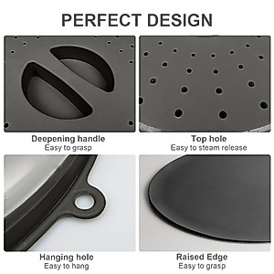 3 in 1, JesDiary Microwave Cover & Multi-purpose Mat-10" as Bowl Holder, 8" as Bowl Lid, Cover for Plate Food Splatter Guard & Kitchen Colander Gadget,Collapsible BPA Free Dish Washing Safe,Dark Grey
