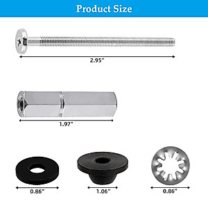 Hibbent 2 PCS Universal Toilet Seat Bolts Kit, Heavy Duty Stainless Steel Toilet Bolts with Extra Long Downlock Nuts Rubber Washers Gaskets, Easy to install -Bathroom Toilet Repair Screw