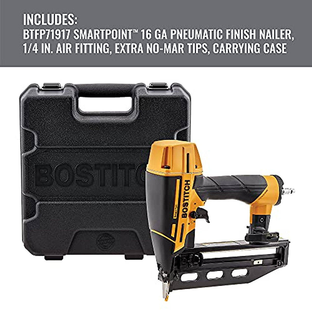 BOSTITCH Finish Nailer Kit, 16GA, Smart Point, Pneumatic (BTFP71917)