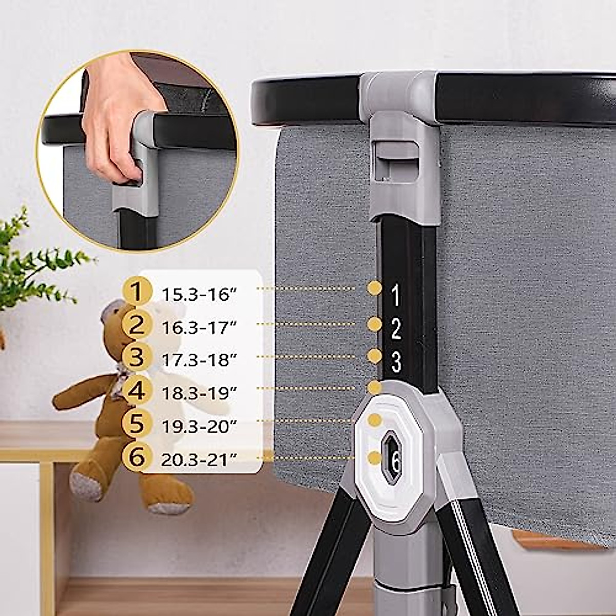 Baby Bassinet Bedside Sleeper, Bedside Bassinet for Newborn Infant with Comfy Mattress and Mosquito Net, 6 height adjustment Bedside Crib with 360° Swivel Wheels, Bassinet Sleeper with Storage Basket