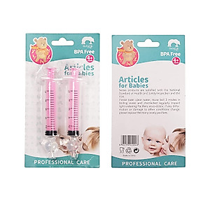 Nasal Irrigation for Baby - Nasal Syringe for Baby - 2PCS Professional Baby Nose Sucker with Cleanable and Reusable Silicone Nasal Suction Tip forIrrigation, Nasal Spray, Nasal Hygiene (Pink)