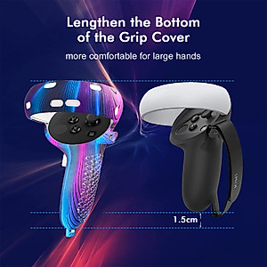 Relohas Accessories for Oculus Quest 2, VR Accessory Set for Meta Quest 2, Include Controller Grip Leather Cover, VR Shell Cover, Face Cover, The Best Gifts for Christmas and Halloween(Aurora Blue)