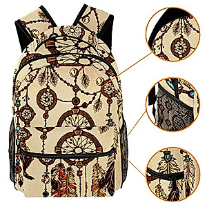 VBFOFBV Backpack for Women Daypack Laptop Backpack Travel Casual Bag, Boho Dreamcatcher Tribal Feather