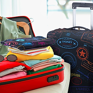 Sherr 3 Pieces Travel Luggage Cover Suitcase Protector Anti Scratch Suitcase Washable Baggage Covers(Vintage Theme,S/Medium/L)