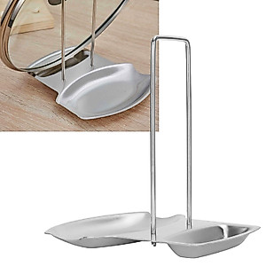 Spoon Rest with Lid Holder, Pot Lid Holder and Spoon Rest, Stainless Steel Utensils Lid Spoon Holder Ladle Rest Pot Lid Rack Shelf Stand Holder Multifunctional Storage Rack Stove Organize