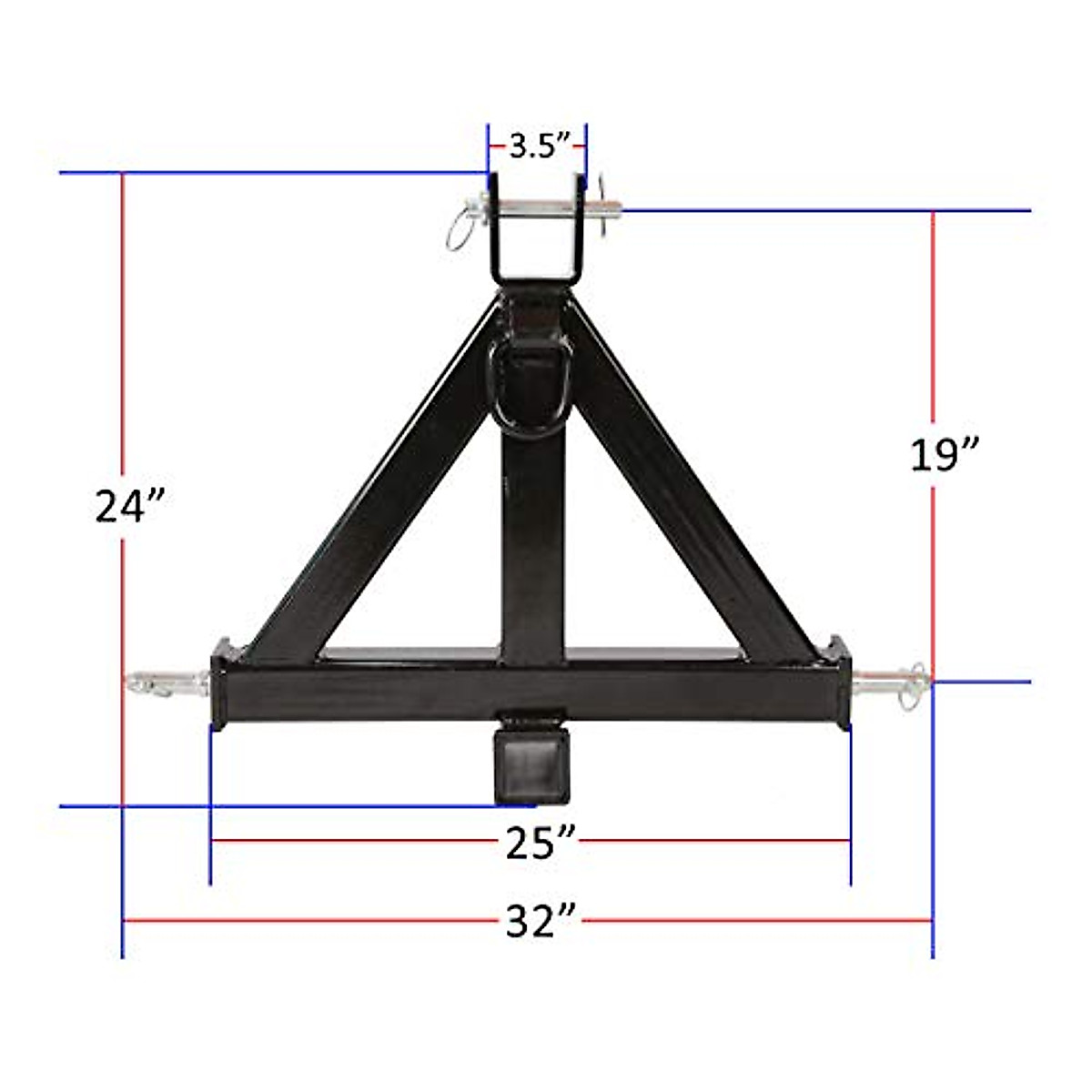 3 Point 2" Receiver Trailer Hitch Category 1Tractor Tow Drawbar Pull Black Heavy Duty