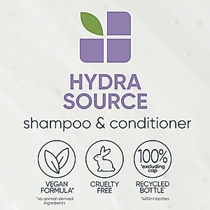 Biolage Hydra Source Shampoo & Conditioner Set | Hydrates & Moisturizes Hair | For Dry Hair | Paraben & Silicone-Free | Vegan | Natural Shampoo