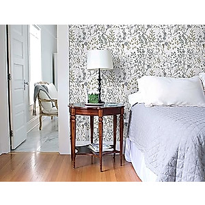 Timeet Floral Wallpaper Peel and Stick Wallpaper Wildflowers Wallpaper 15.4"x118.11" Deer Crane Wall Murals Self Adhesive Removable Wallpaper for Bedroom Living Room Wall Decor