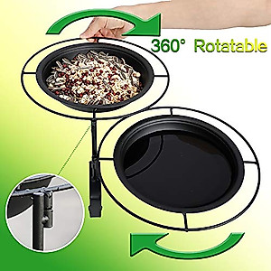 Solution4Patio Expert in Garden Creation Urban Apartment Deck Rail Bird Feeder & Bird Bath, Balcony Platform Removable Metal Tray 8" Dia, Not Blowing Away, Adjustable Clamp Bracket #G-B124A00-US