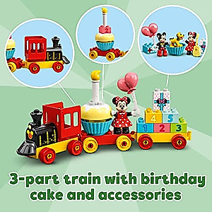 LEGO DUPLO Disney Mickey & Minnie Mouse Birthday Train 10941 - Building Toys for Toddlers with Number Bricks, Cake and Balloons, Early Learning and Motor Skill Toy, Great Gift for Girls, Boys Ages 2+