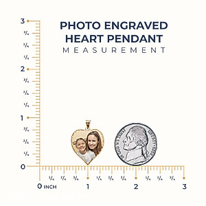 PicturesOnGold Personalized Photo Engraved Heart Shaped Picture Necklace with Diamond Cut Edge - 1 Inch x 1 Inch - 14k Yellow Gold w/Backside Engraving