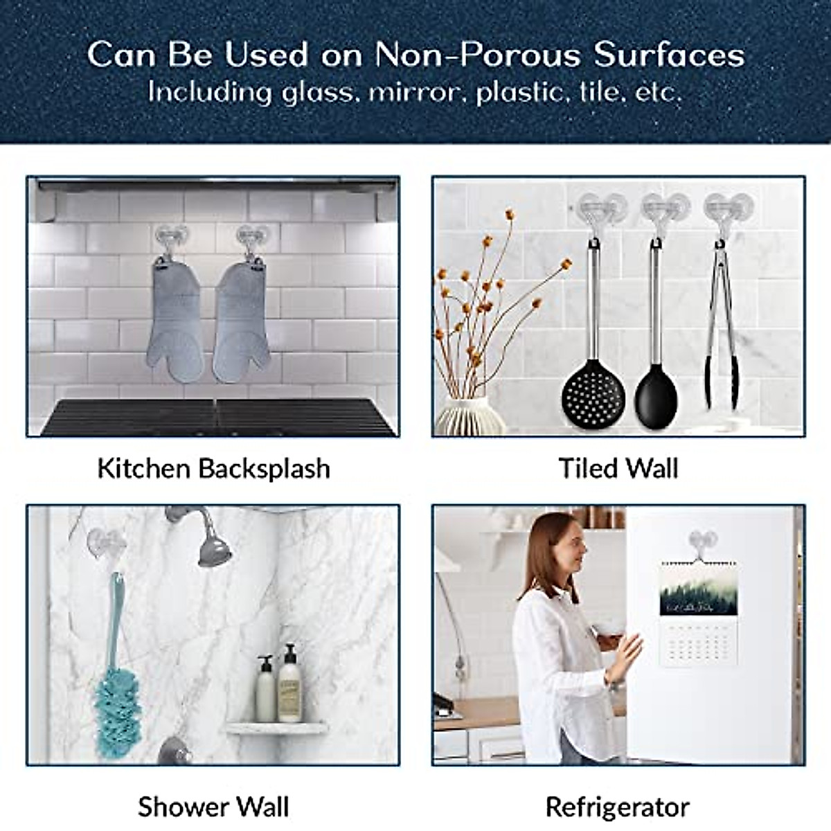 LITES-UP Heavy Duty Double Suction Cup Hook Reusable Wreath Hanger - Holds up to 25 LBs - Set of 2